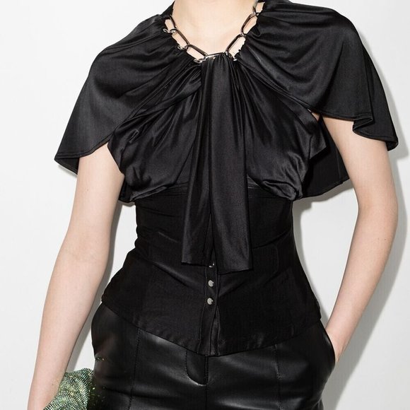 Paco Rabanne | Tops | Nwt Paco Rabanne Chainembellished Draped Sleeves ...